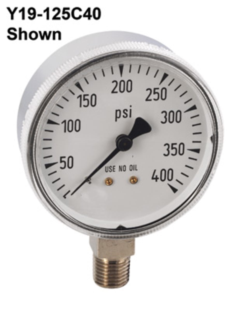 Airgas 2 1/2" 0 - 4000 PSI Nickel Plated Brass Gauge With 100 PSI ...