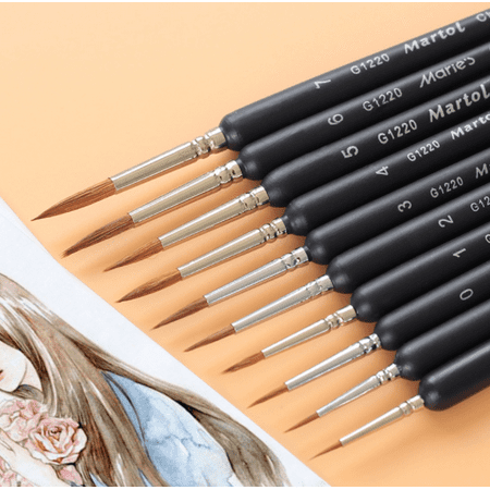 Pointed-Round Paintbrush Set, 10 Pieces Round Pointed Tip Nylon Hair ...