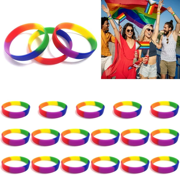 Muyoka Paquete de 20 banderas coloridas del orgullo y pulseras del ...