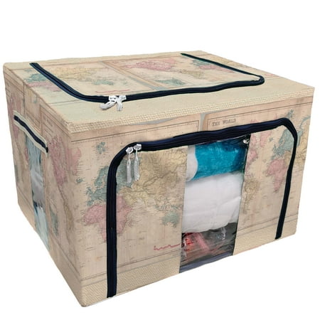 YUSDECOR Globe Art Earth World Map Storage Bag Clear Window Storage ...