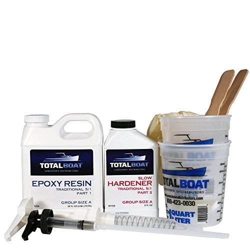 TotalBoat 5:1 Epoxy Resin Kit (Quart, Slow Hardener), Marine Grade ...