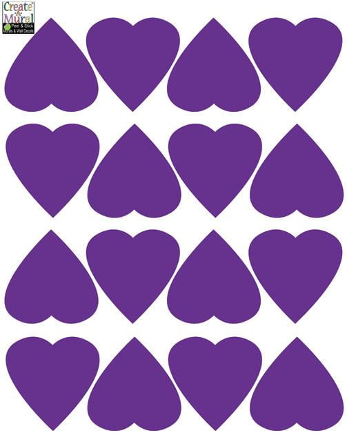Pretty Purple Heart Wall Decals Girls Room Decor Stickers Includes (32 ...