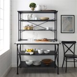 Pemberly Row Decorative Kitchen 2-Piece Metal/Faux Marble Bakers Rack ...