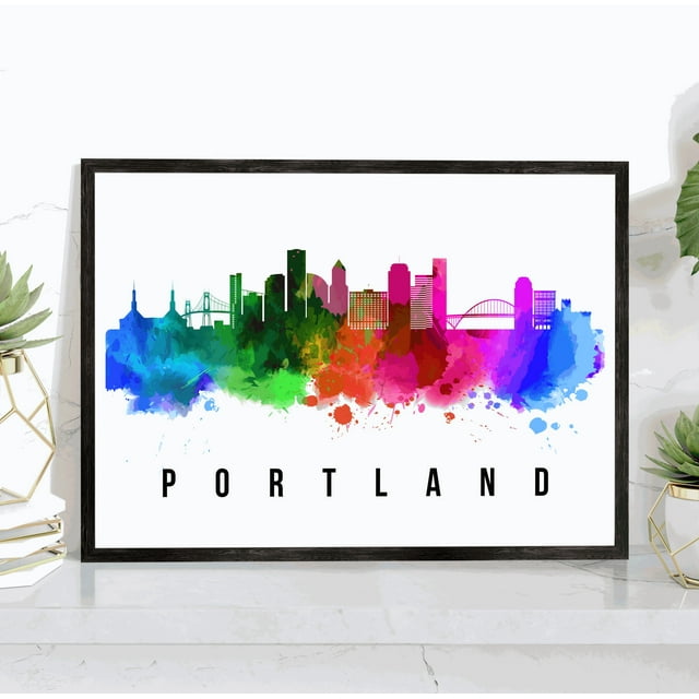 Pera Print Portland Skyline Oregon Poster, Portland Cityscape Painting ...