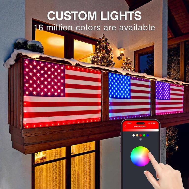 Lighted Flag Decorations Waterproof LED American Flag Lights – 4th