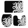 Abstract Octopus Bathroom Rugs Set Vintage Gray White Octopus Touches ...
