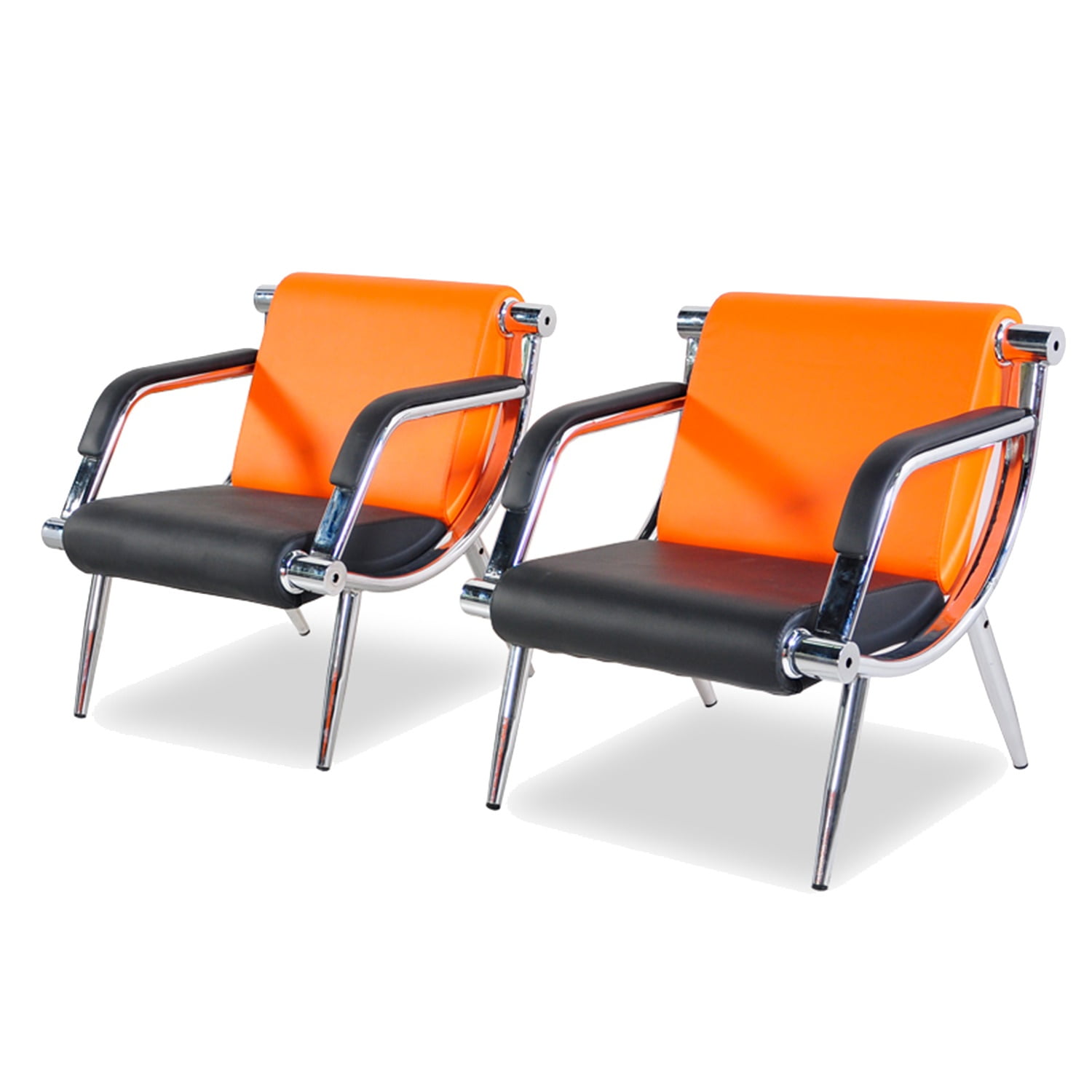 2 Seat Office Reception Waiting Room Chair with PU Leather Steel ...