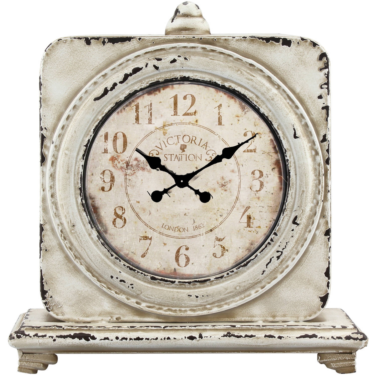 Worn Victoria Station Table Clock White - Stonebriar Collection – BrickSeek
