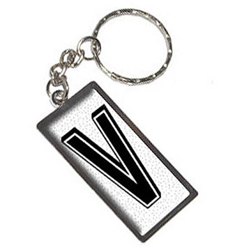 Letter V Initial Sprinkles Black White Keychain Key Chain Ring ...