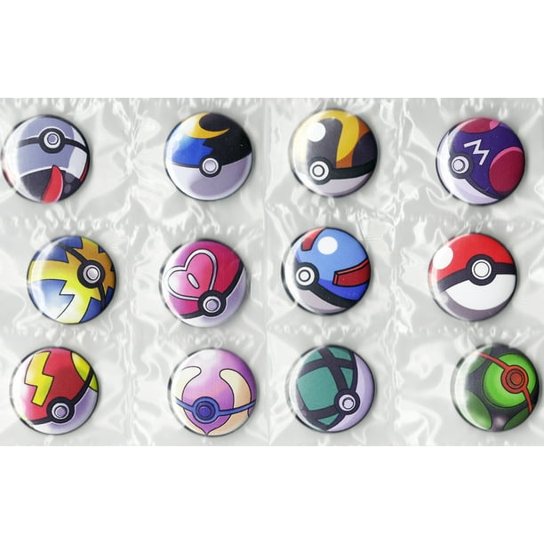 Pokemon 12 pcs Buttons set 1"inch Pin Back Pokeball / Master Ball ...