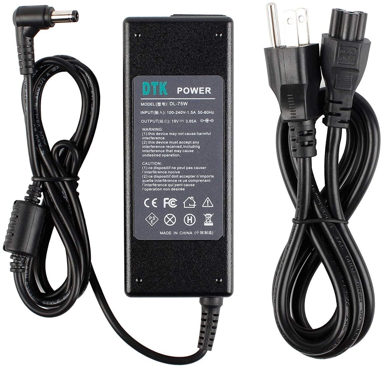 DTK 19V 3.95A 75W for Toshiba AC Adapter Laptop Computer Charger ...