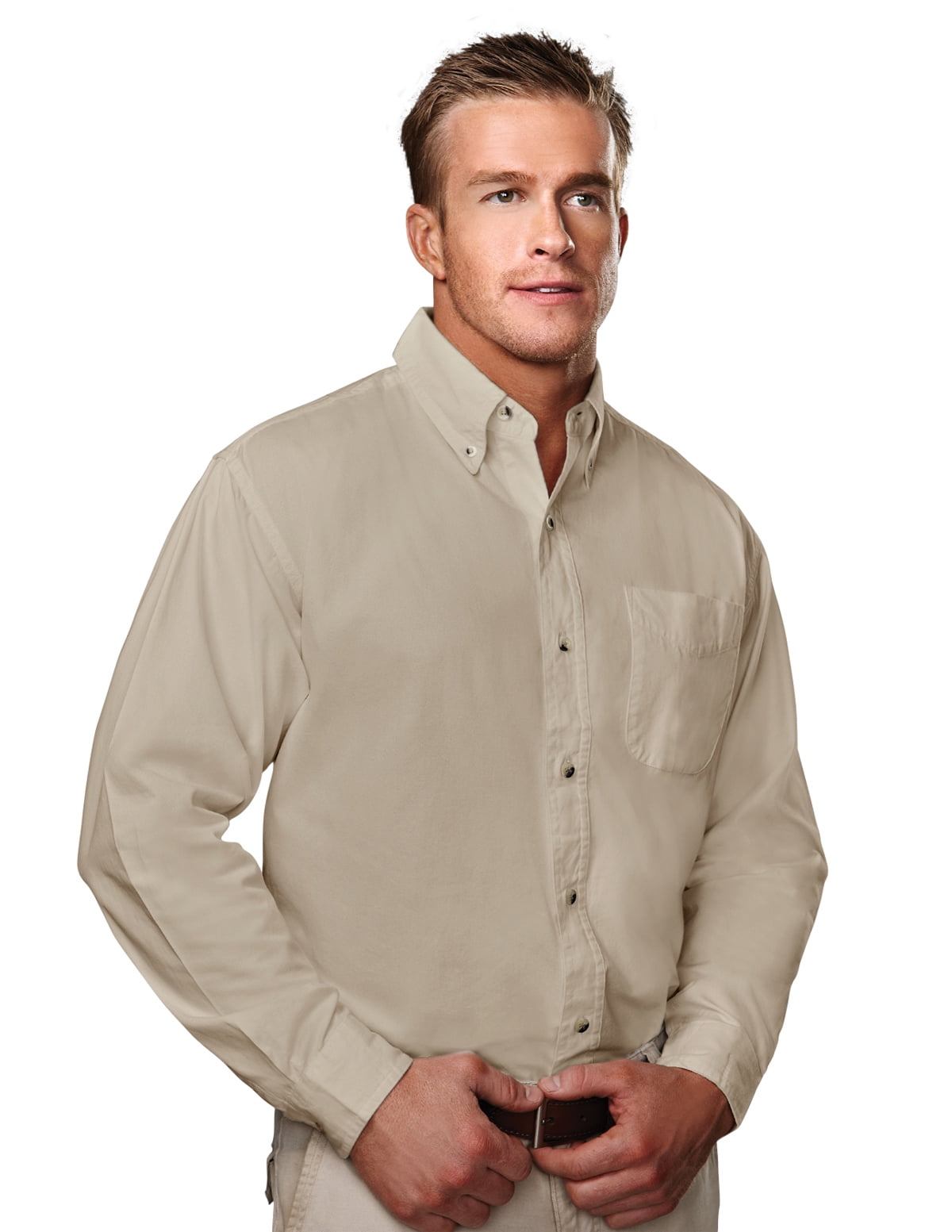 Tri-Mountain Regency 790 Cotton Peached Twill Shirt, 6X-Large, Khaki ...