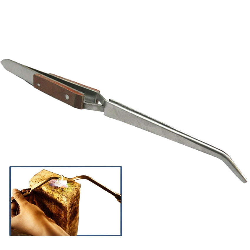 Fiber Grip Tweezers Bent Tip Cross Locking Self Closing Lock Soldering ...