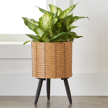Better Homes & Gardens 18in Mosswood Resin Planter, Matte Black ...