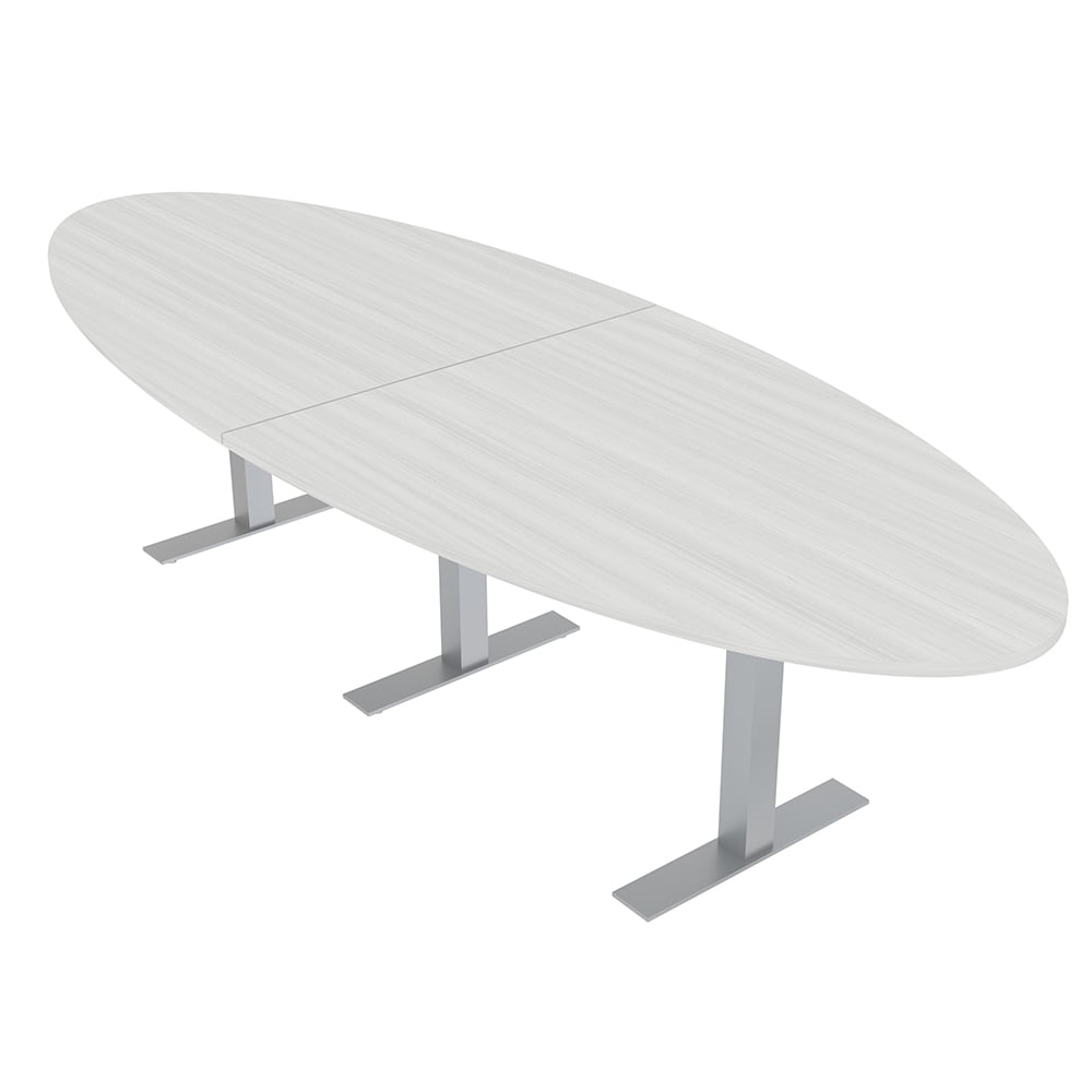 10 Person Oval Conference Table With Metal T-Bases And Electric Units ...