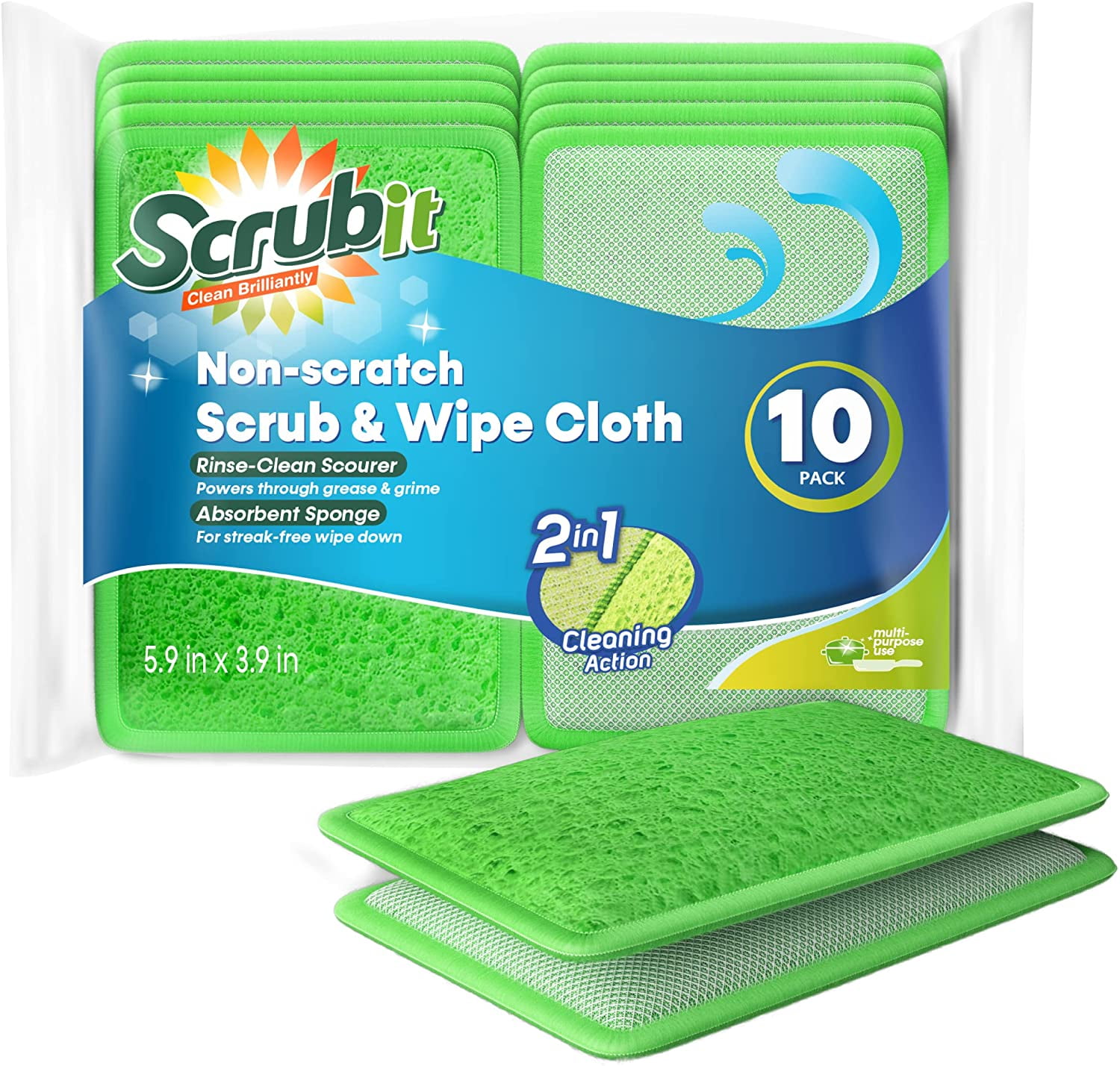 Scrub and Wipe Cleaning Pads [10 Pack] – SCRUBIT Dual Sided Scouring ...