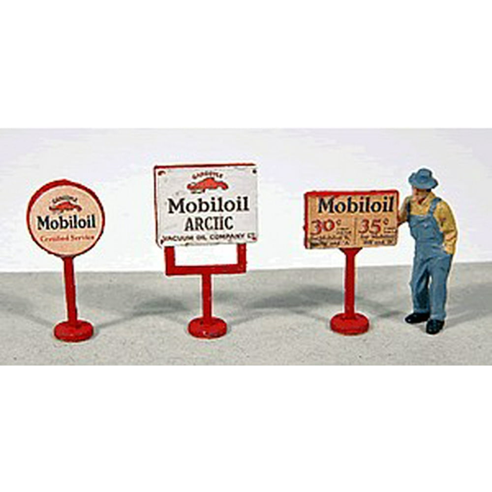 HO Vintage Mobil Gas Station Curb Signs (3) - Walmart.com - Walmart.com