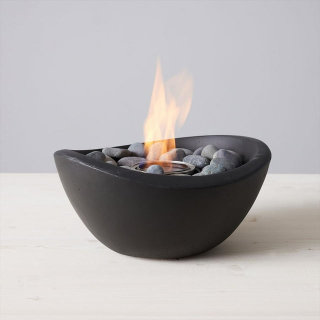 TerraFlame Wave Table Top Fire Bowl Gel Fuel - Stone Cast - Comex Black ...
