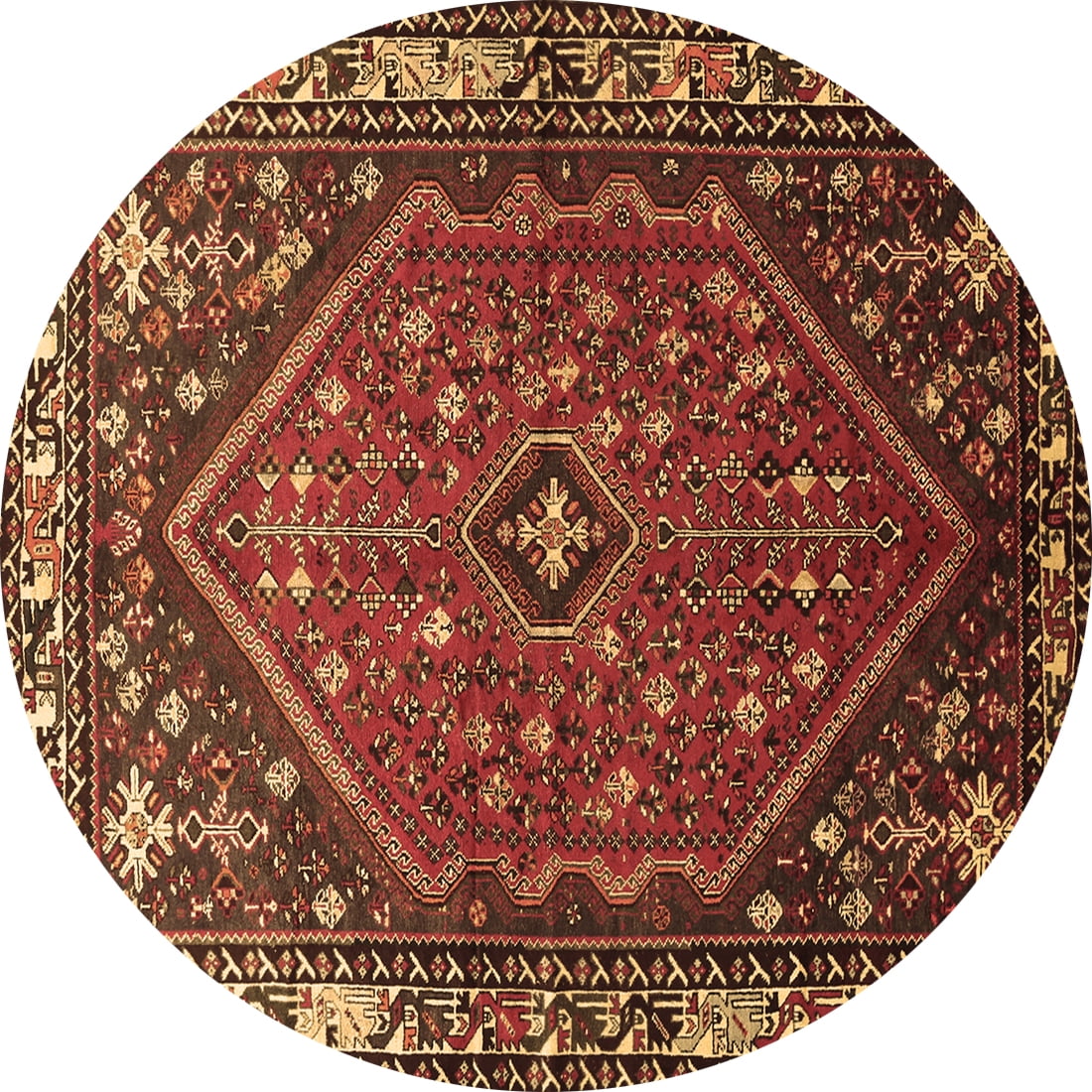Ahgly Company Indoor Round Persian Brown Traditional Area Rugs, 8 ...