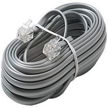 onn. 25ft. Telephone, Modem and Fax Line Cord, White, 100010004 ...