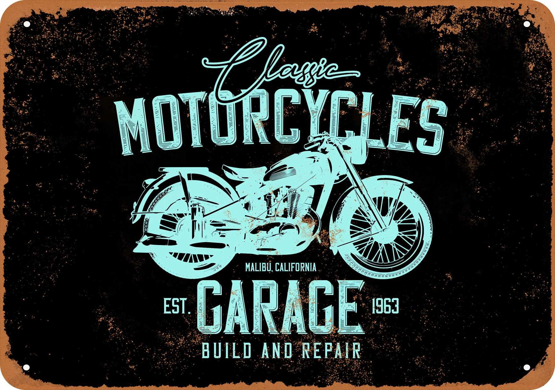 7 x 10 METAL SIGN - Classic Motorcycles Malibu (Dark Background ...