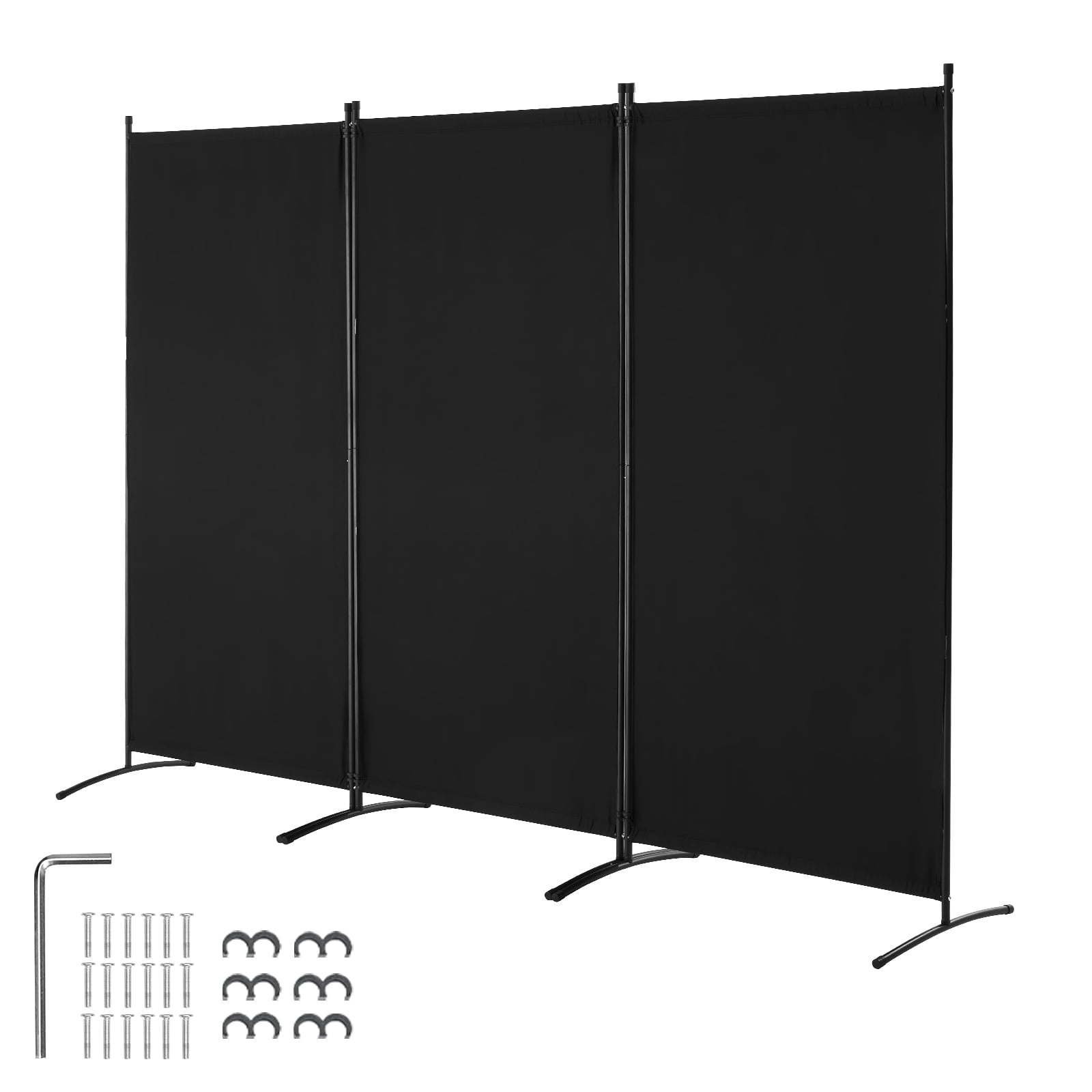 Vevor Room Divider 3 Panel Fabric Room Privacy Screen For Office Bedroom Black