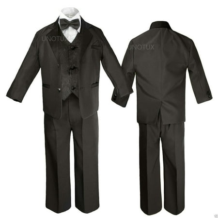 Black Boy Wedding Formal Party no tail Tuxedo Suit sz S M L XL 2T 3T 4T ...