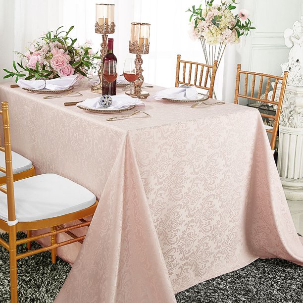 Wedding Linens Inc. 72" x 120'' Rectangular Jacquard Damask Polyester ...