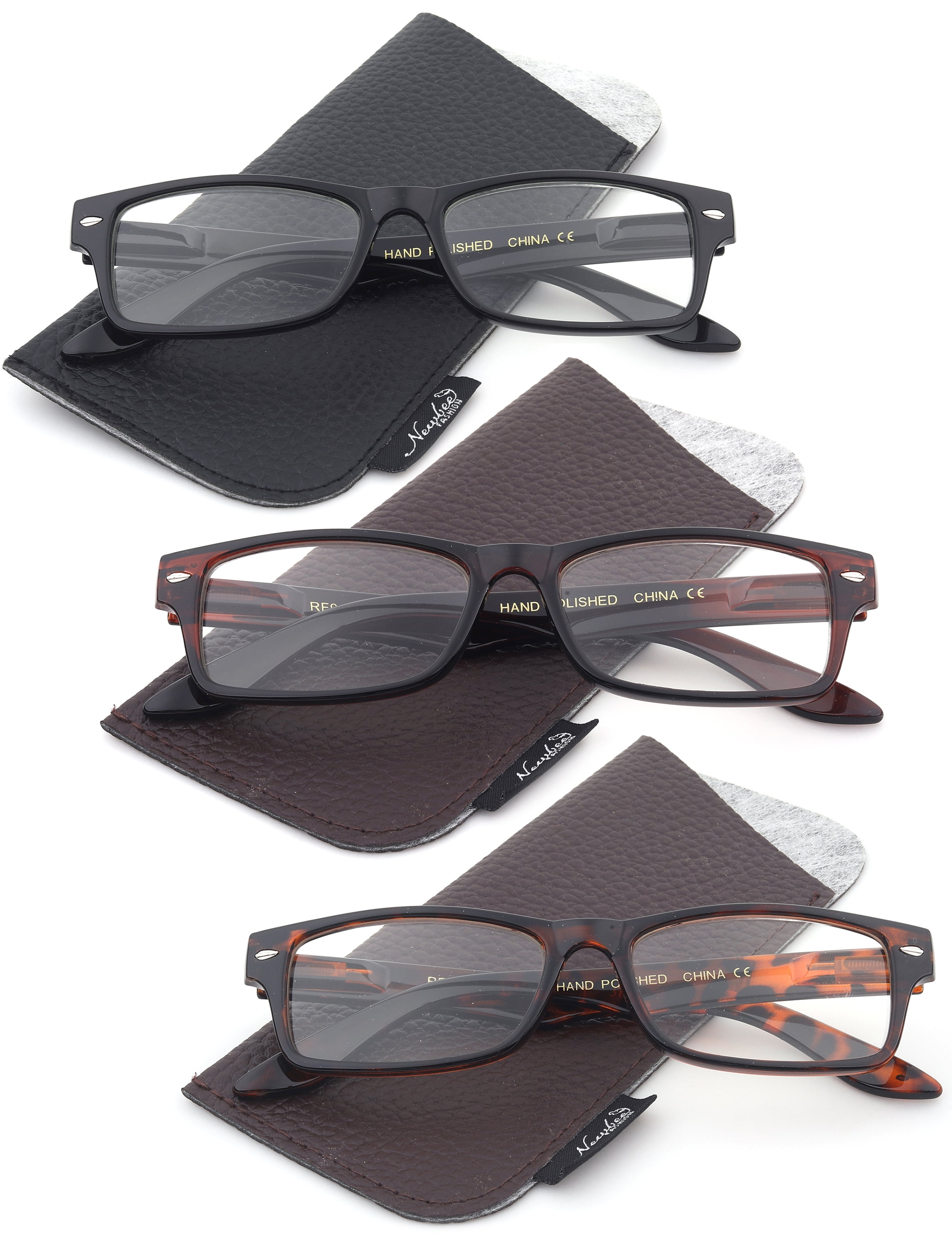 3 Packs Fashion Rectangular Plastic Frame Reading glasses for Men ...