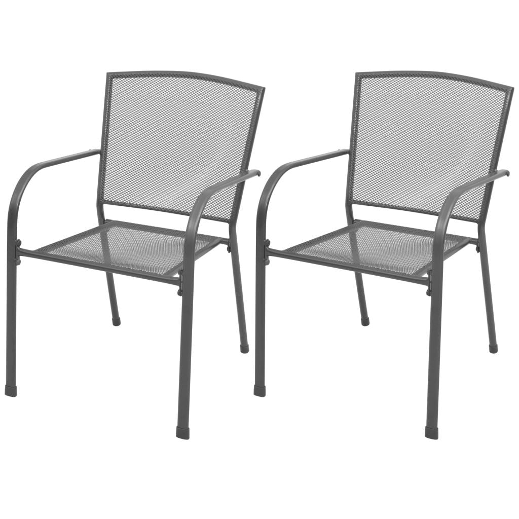 Click here for Vidaxl Stackable Garden Chairs 2 Pcs Steel Grey prices