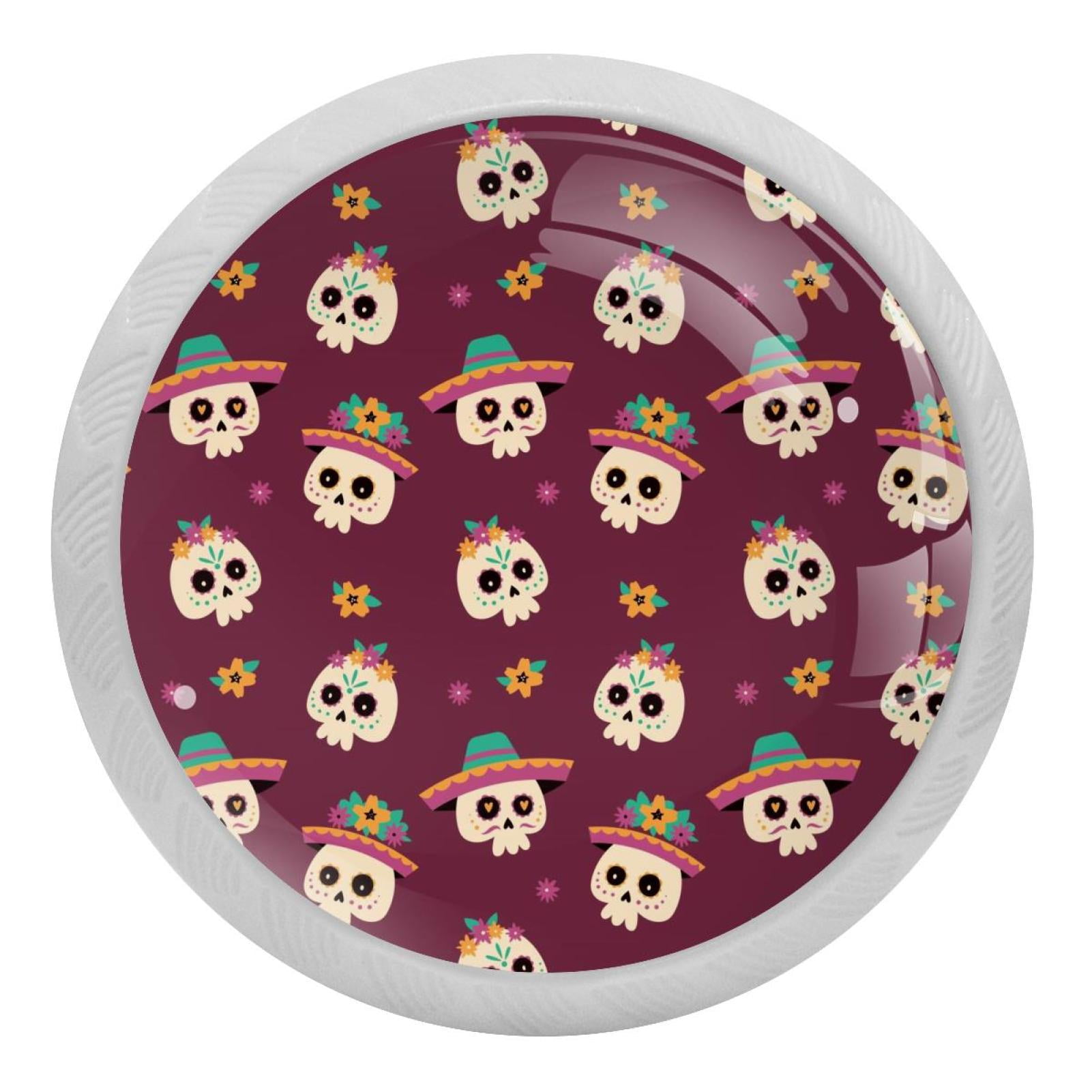 4PCS Round Skull Cabinet Fluorescence Knob Glowing in the Dark ...