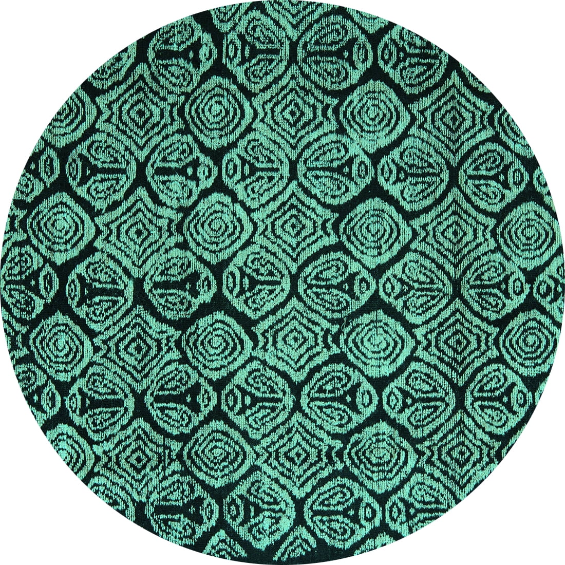 Ahgly Company Indoor Round Abstract Turquoise Blue Modern Area Rugs, 7 ...