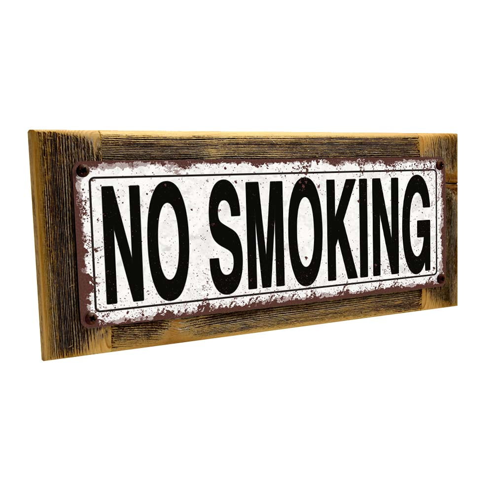 Framed, Outdoor No Smoking 4"x12" Metal Sign, Wall Décor for Home and ...