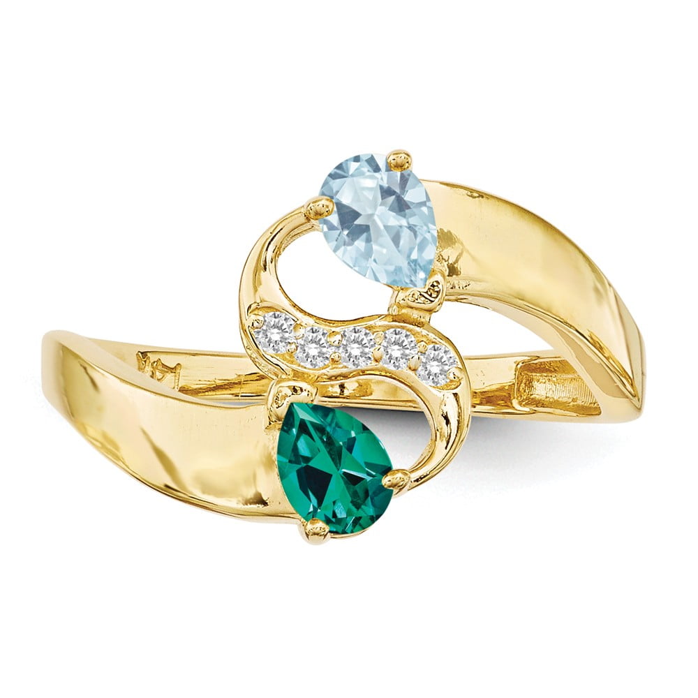 14k Yellow Gold Synthetic Family Jewelry Band Ring Size 7.00 ...