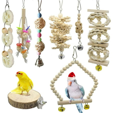 NETSENG Bird toy 8 pieces bird chew toy, parrot toys set parakeet ...