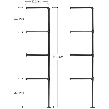 Industrial Wall Mount Iron Pipe Shelf, DIY Open Bookshelf, Retro ...