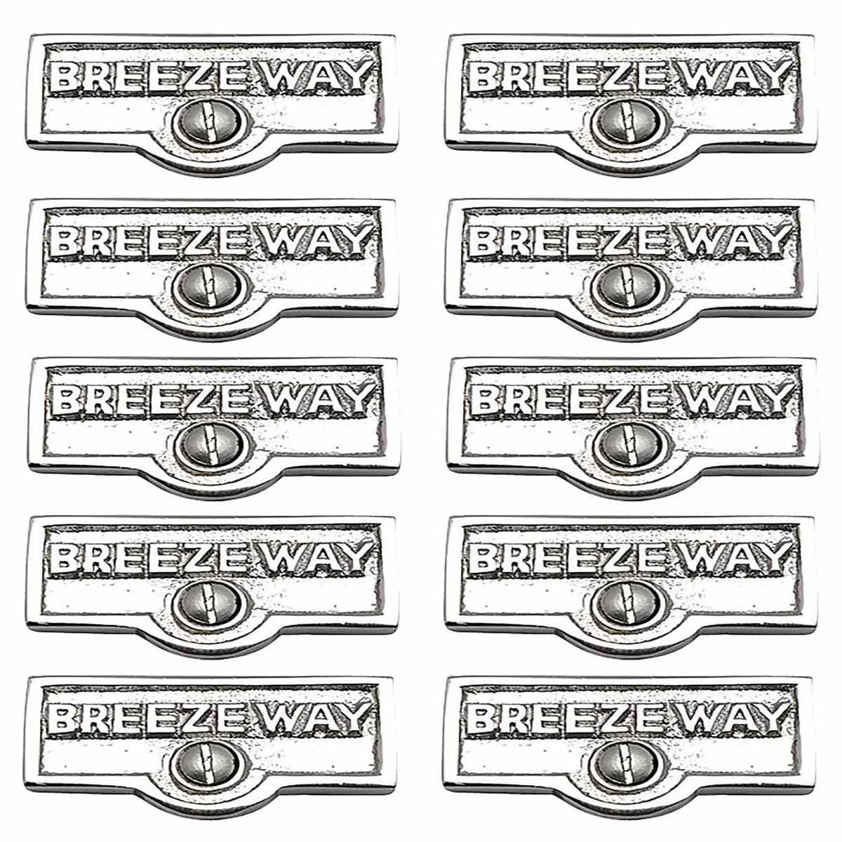 10 Switch Plate Tags BREEZEWAY Name Signs Labels Chrome Brass ...