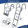 3 Steps Pontoon Boat Ladder, Stainless Steel Folding Telescoping Rear ...
