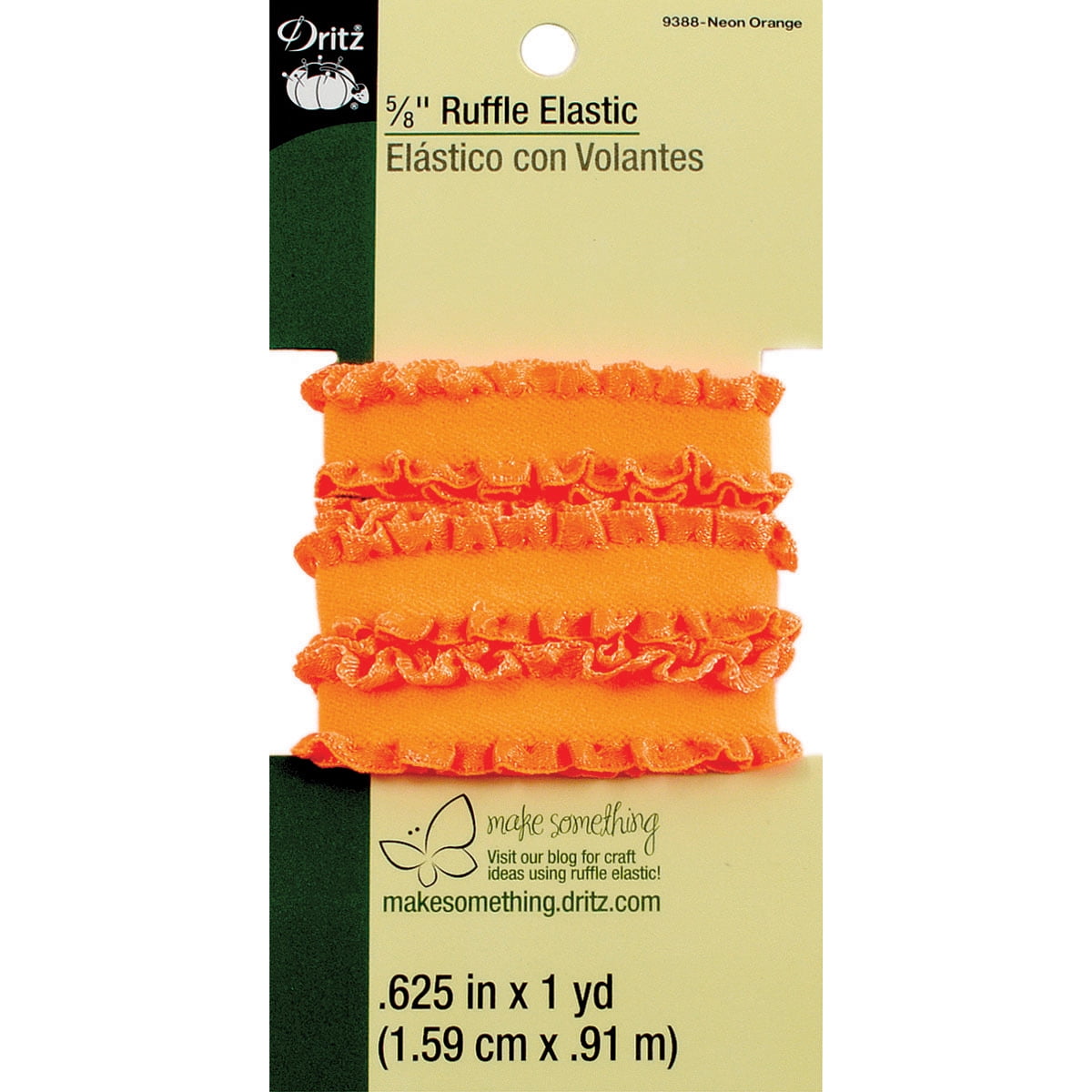Neon Orange - Ruffle Elastic 5/8"X1yd - Walmart.com
