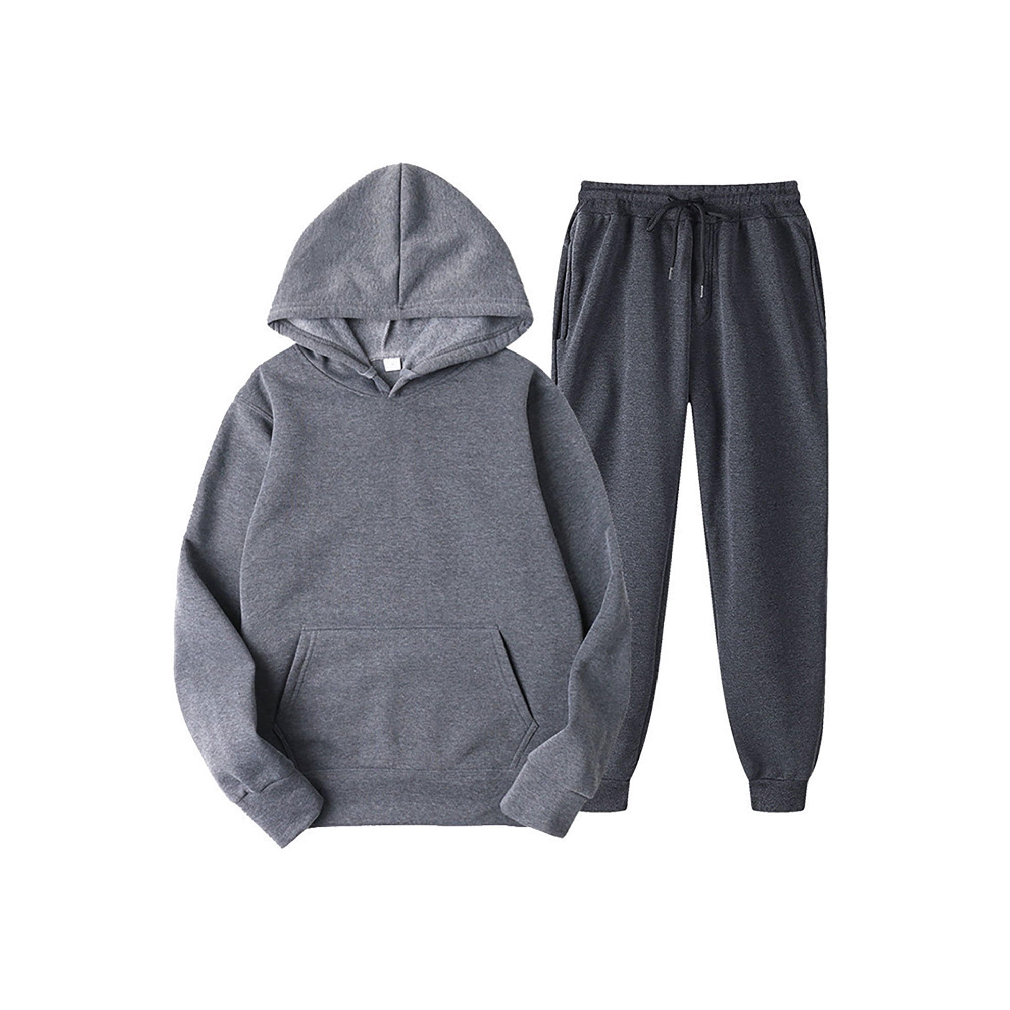 Innerwin Sweatshirts+Pant Outfits Two Pieces Men Tracksuit Set Sports 2 Pcs Fleece Jogger Sets Dark Gray Xl