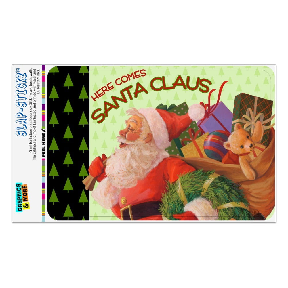 Christmas Holiday Here Comes Santa Claus Graphic Home Business Office ...