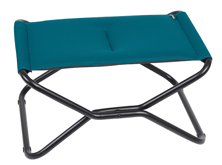Folding Footrest/Stool - Black Steel Frame - Coral Blue Fabric ...