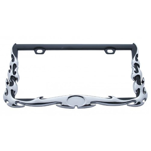 Chrome Metal Flame Car Truck License Plate Tag Frame Holder / Peterbilt ...