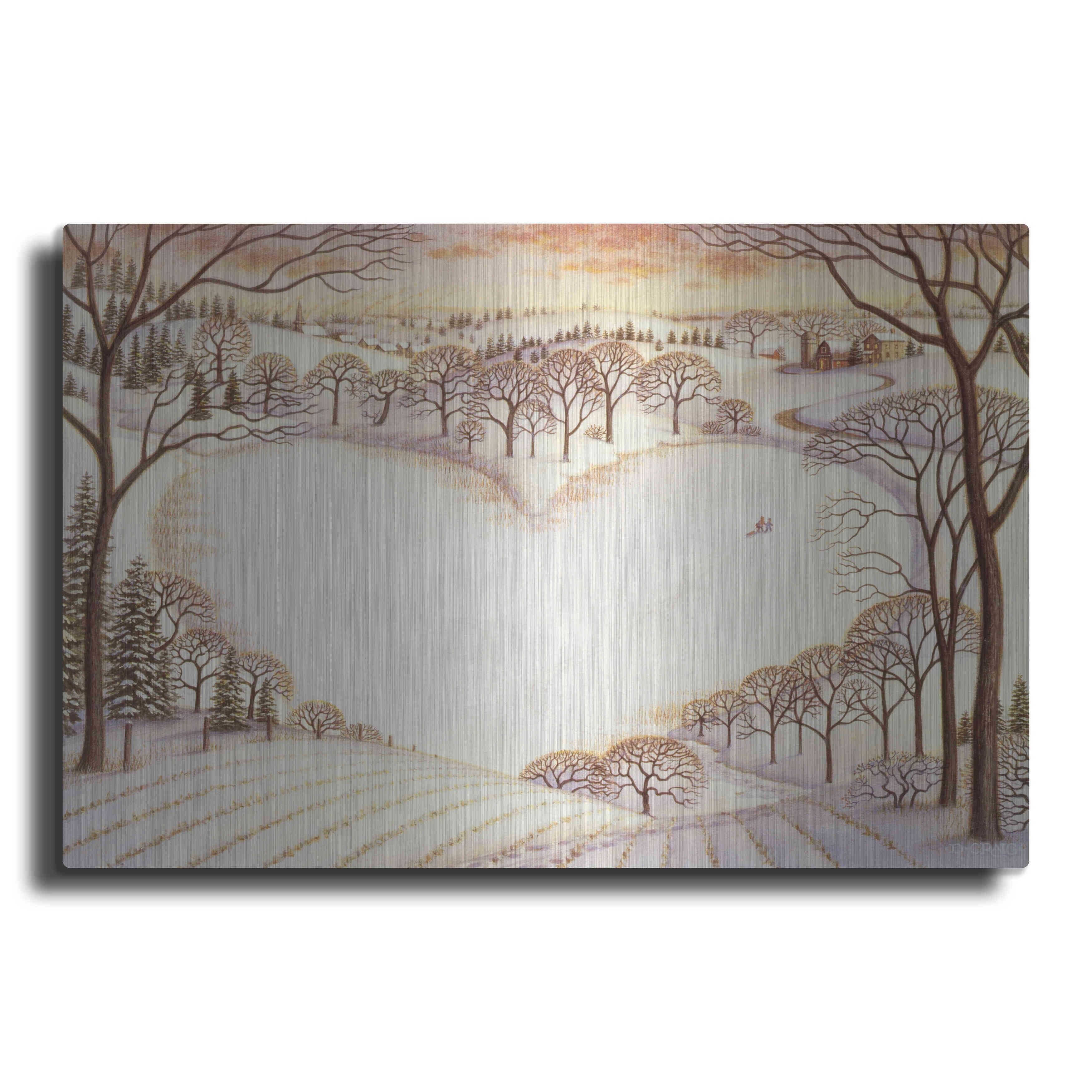 Luxe Metal Art 'Sledding' by Dan Craig, Metal Wall Art, 24"x16 ...