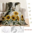 Cow With Sunflower Fleece Throw Blanket Bee Blue Yellow Floral Vintage ...