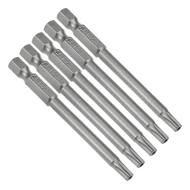 5pcs 1/4" Hex Shank T25 Magnetic Security Torx Screwdriver Bits 75mm Length - Walmart.com ...