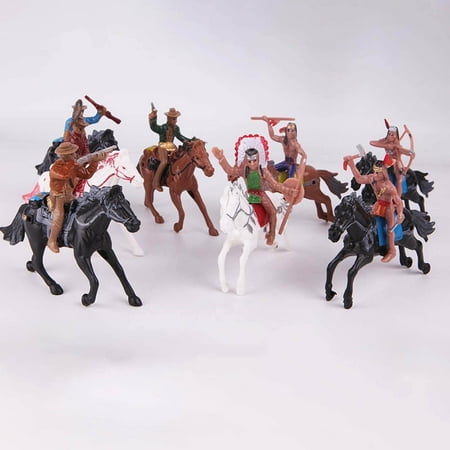 Pack of 8 Western Cowboy Figures Model Action Figures Horse Playset for ...