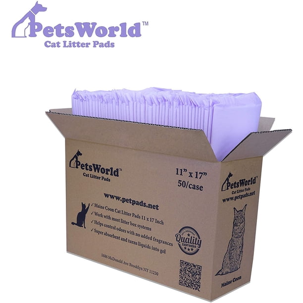 PetsWorld Cat Litter Pads Fresh Scent 50 Count, Heavy Duty Absorbancy ...