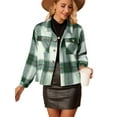 Anygrew Womens Shacket Plaid Shirts Flannel Shacket Jacket Long Sleeve ...