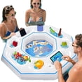 45in Inflatable Pool Game Tray, Octagonal Floating Drink & Snack Holder ...